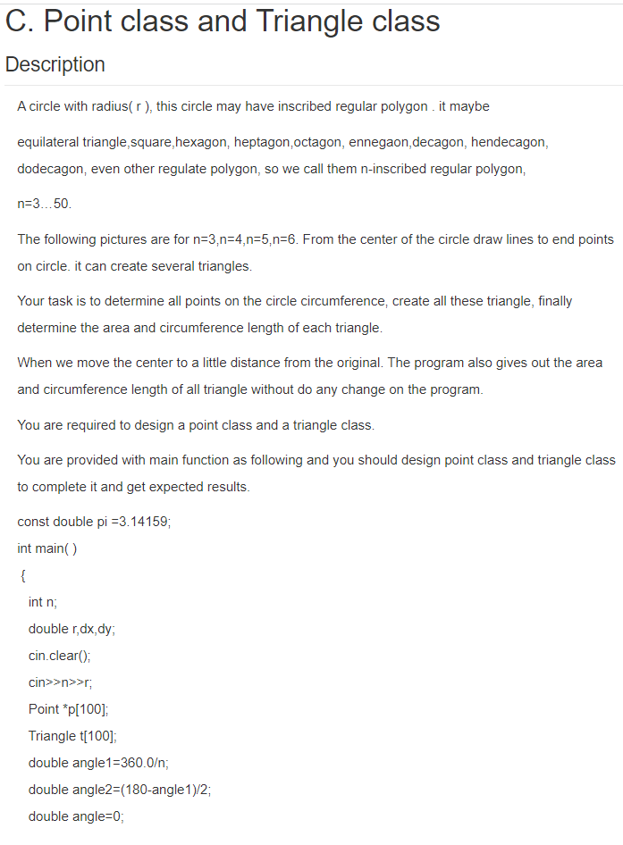 Solved C. Point class and Triangle class Description A | Chegg.com