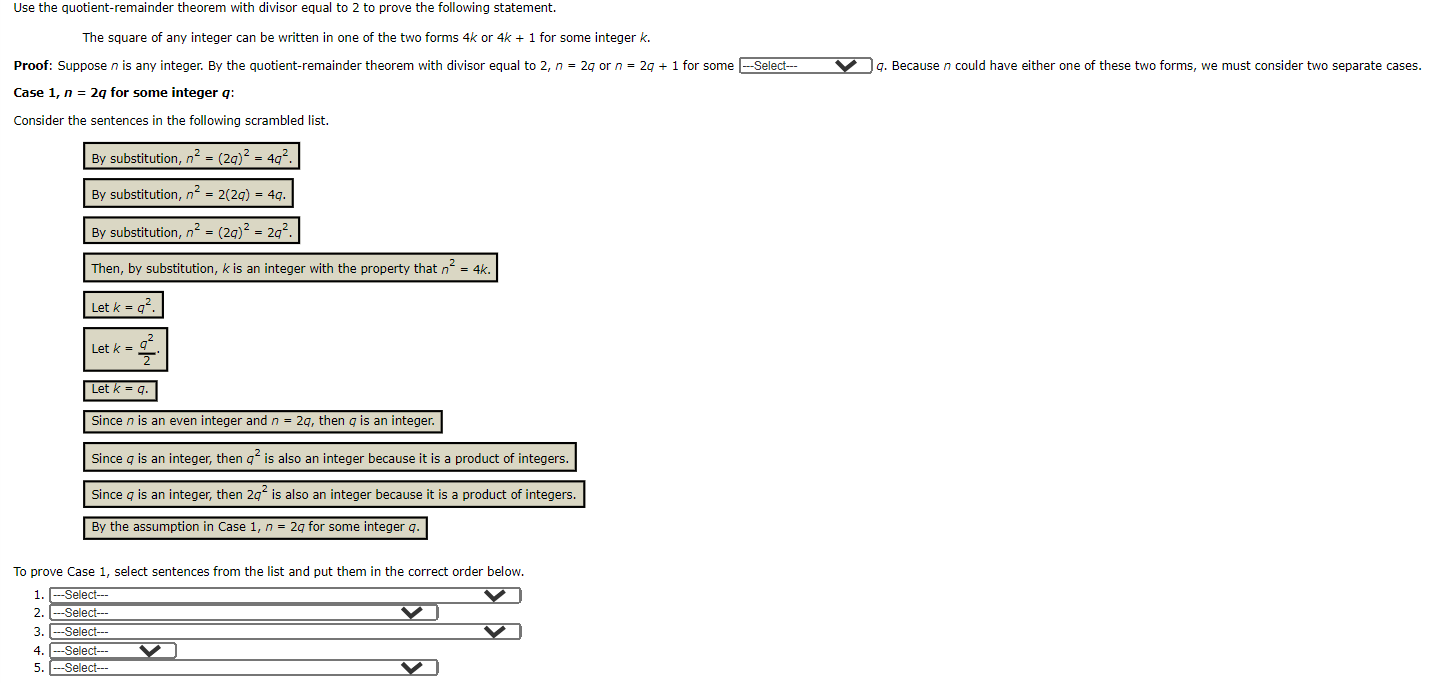 Solved Use the quotient-remainder theorem with divisor equal | Chegg.com