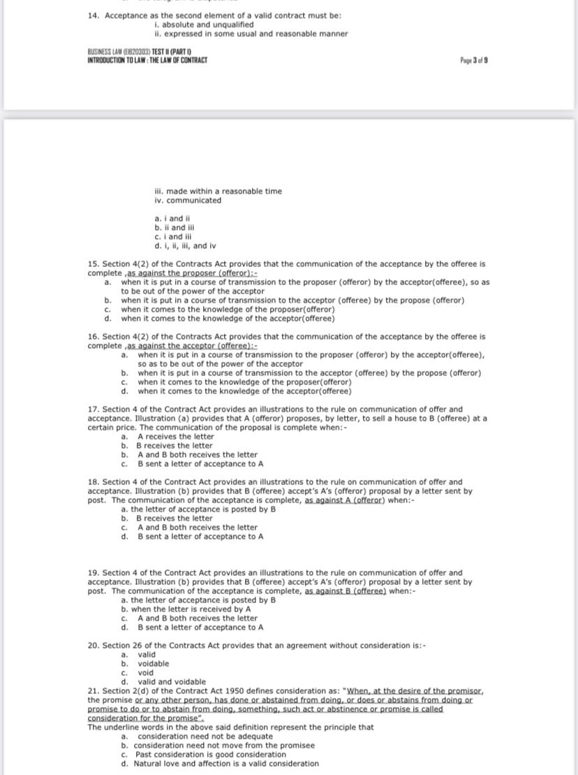 Solved iii. made within a reasonable time iv. communicated | Chegg.com