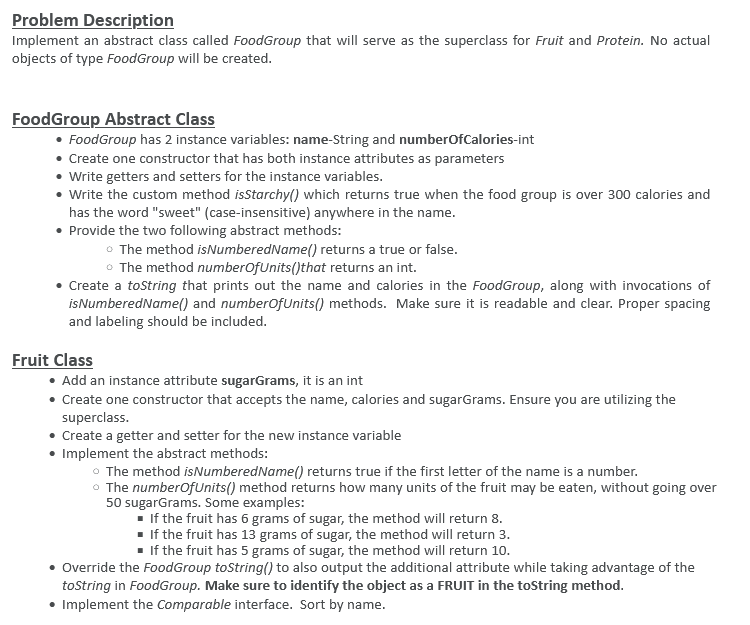 Solved Problem Description Implement an abstract class | Chegg.com