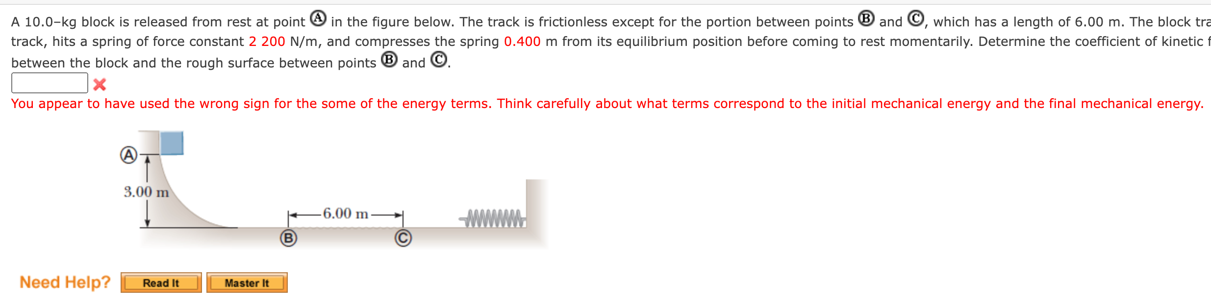 Solved A 10.0−kg block is released from rest at point (A) in | Chegg.com