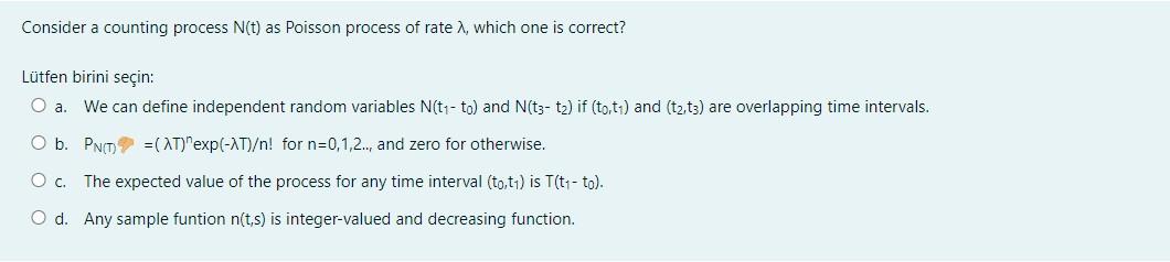 Solved Consider a counting process N(t) as Poisson process | Chegg.com