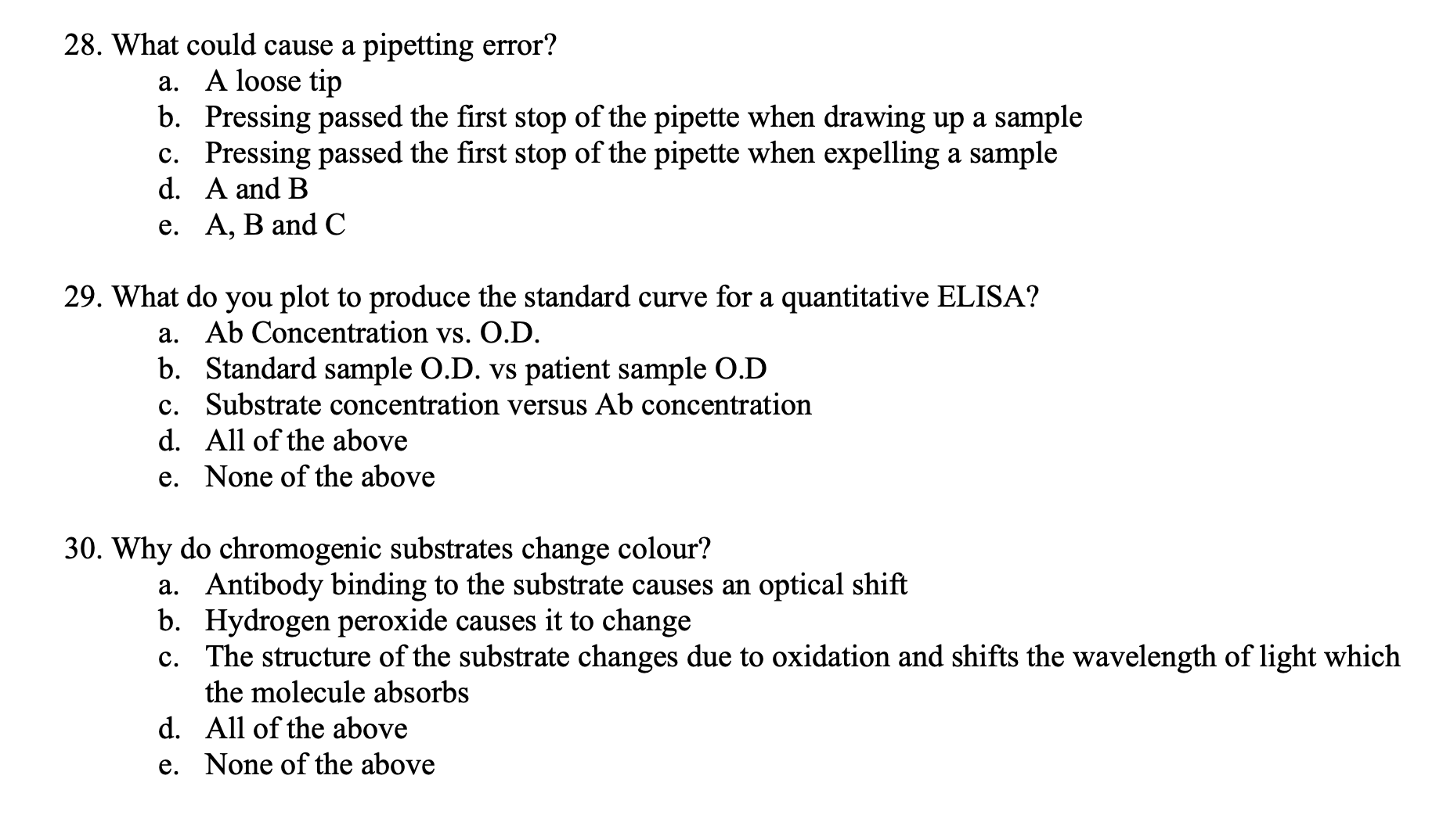 Solved 28. What could cause a pipetting error? a. A loose | Chegg.com