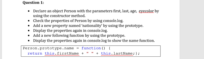Solved Question 1: - Declare an object Person with the | Chegg.com