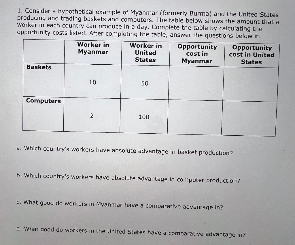 Solved Answer all parts of the question and fill in table | Chegg.com