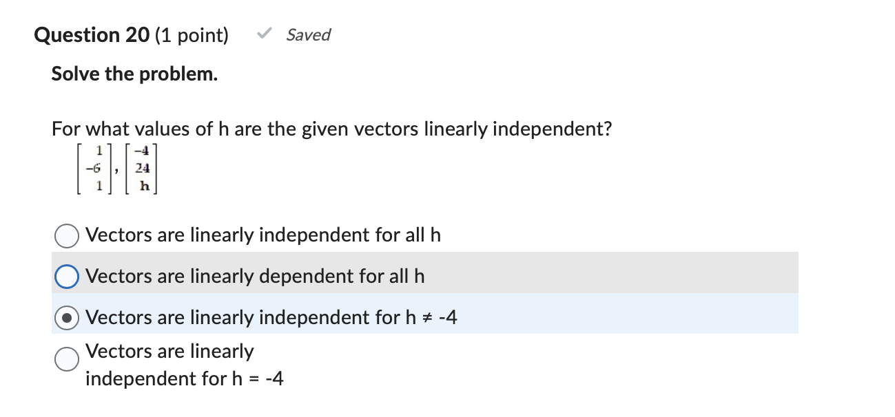 Solved Question 20 (1 ﻿point)Solve the problem.For what | Chegg.com