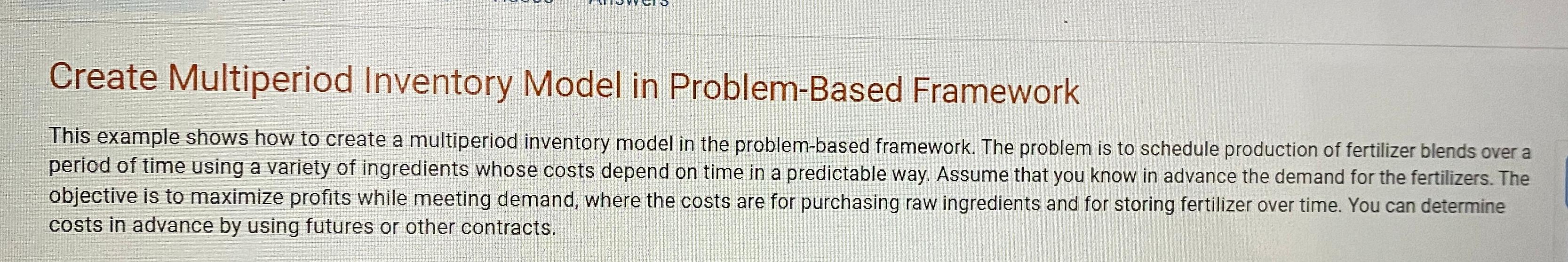 Solved Create Multiperiod Inventory Model in Problem-Based | Chegg.com