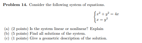Solved Problem 14. Consider the following system of | Chegg.com