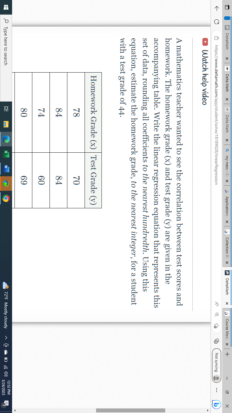 A mathematics teacher wanted to see the correlation | Chegg.com