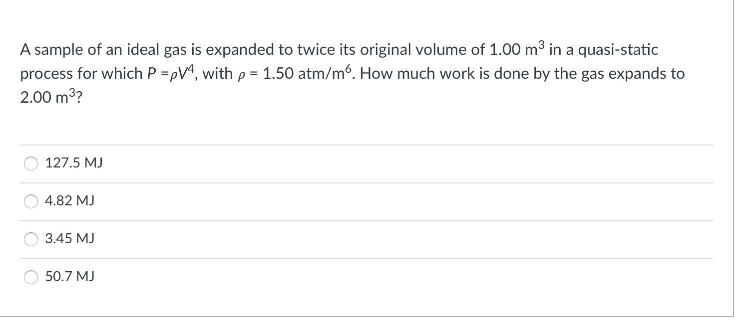 Solved A sample of an ideal gas is expanded to twice its | Chegg.com