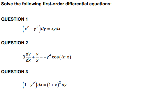 Solved Solve the following first-order differential | Chegg.com