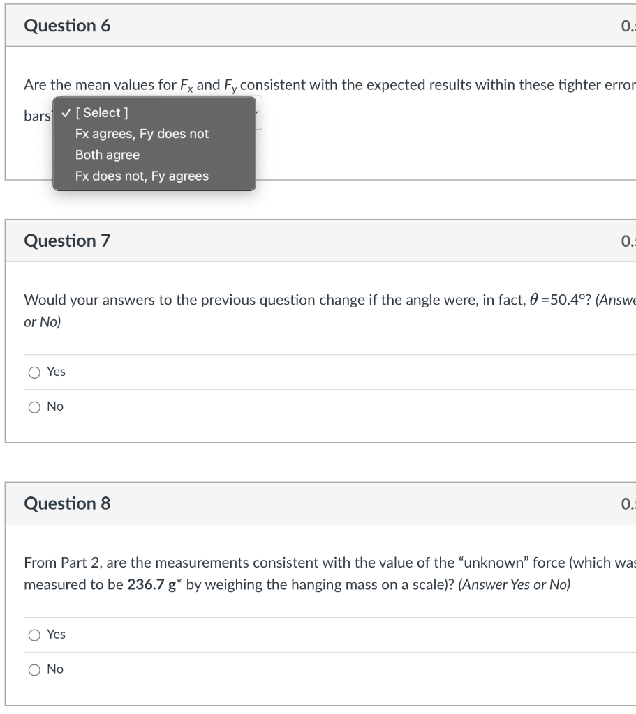 Solved Are the mean values for Fx and Fy consistent with the | Chegg.com