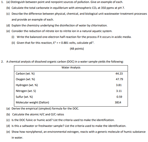 Solved 1. (a) Distinguish between point and nonpoint sources | Chegg.com