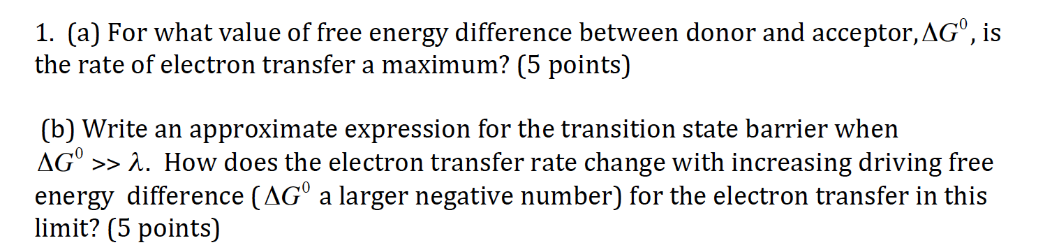 Solved 1. (a) For what value of free energy difference | Chegg.com