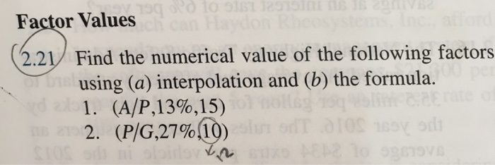 Solved Factor Values 2.21 Find the numerical value of the | Chegg.com