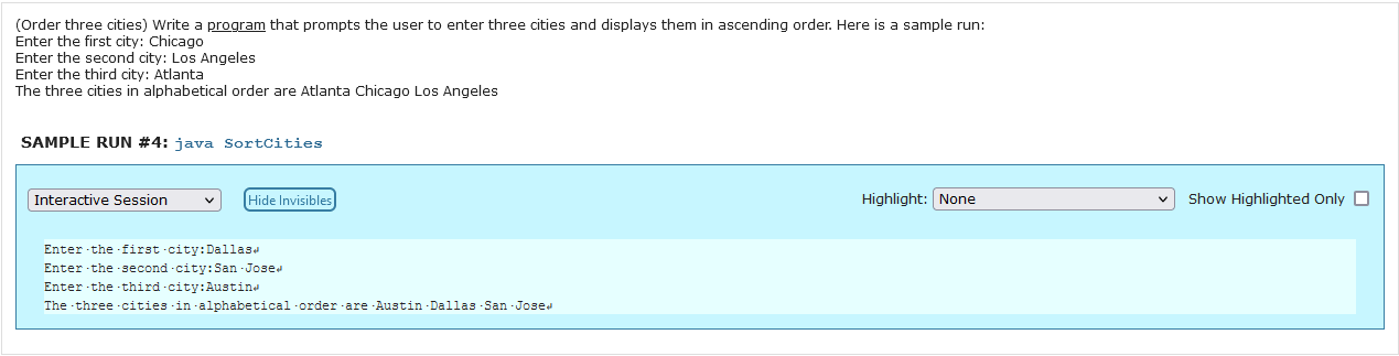 Solved (Order three cities) Write a program that prompts the | Chegg.com