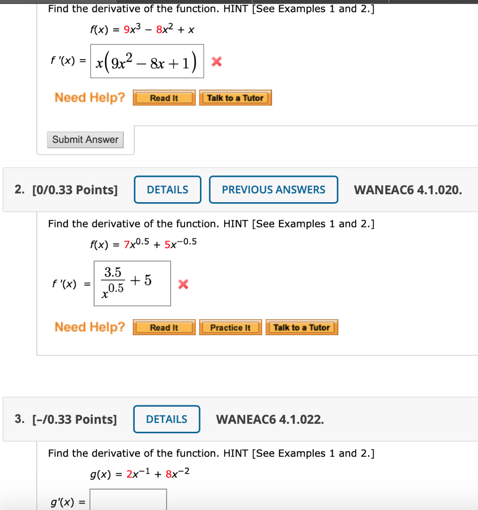 Solved Find the derivative of the function. HINT (See | Chegg.com