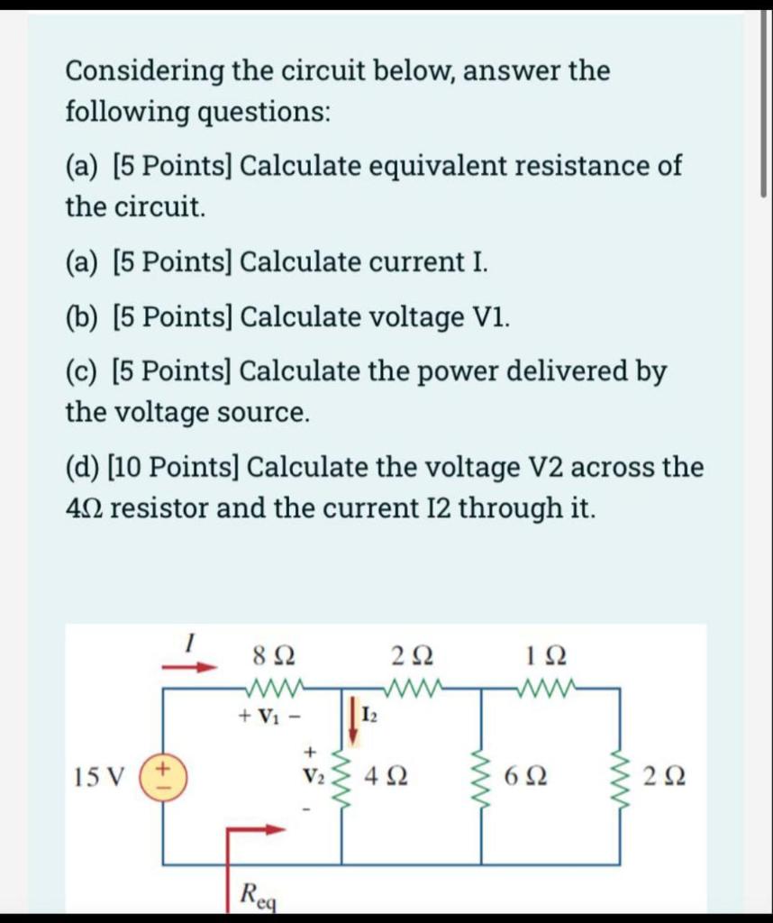 Solved Considering the circuit below, answer the following | Chegg.com