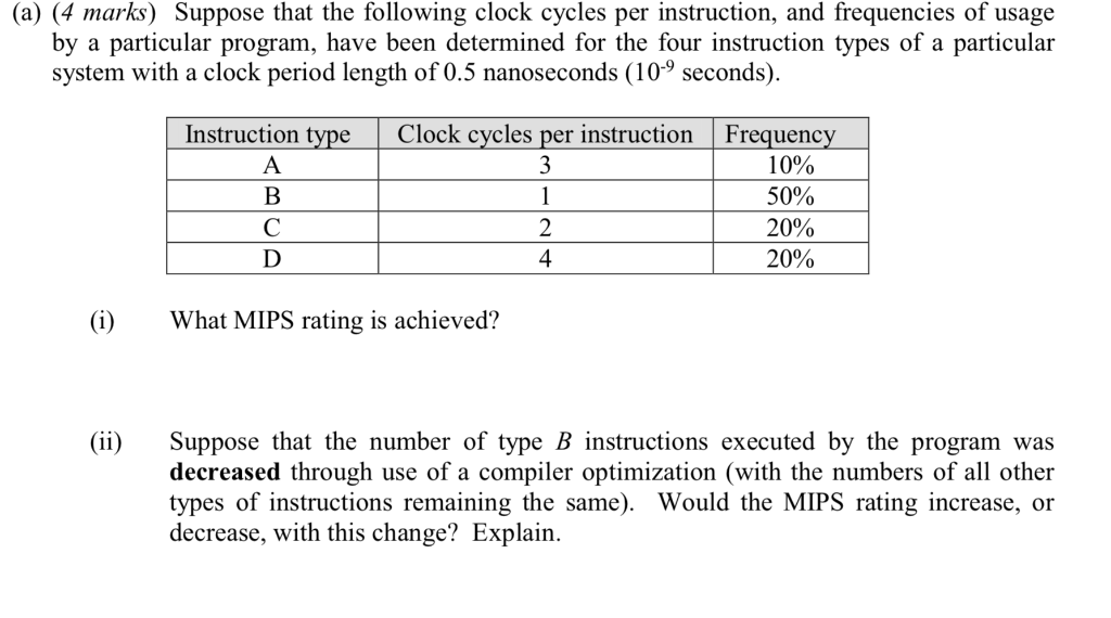 (a) (4 marks) Suppose that the following clock cycles | Chegg.com