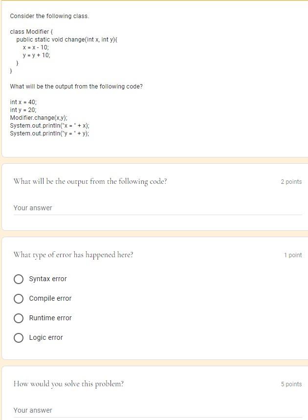 Solved Consider the following class. class Modifier public | Chegg.com