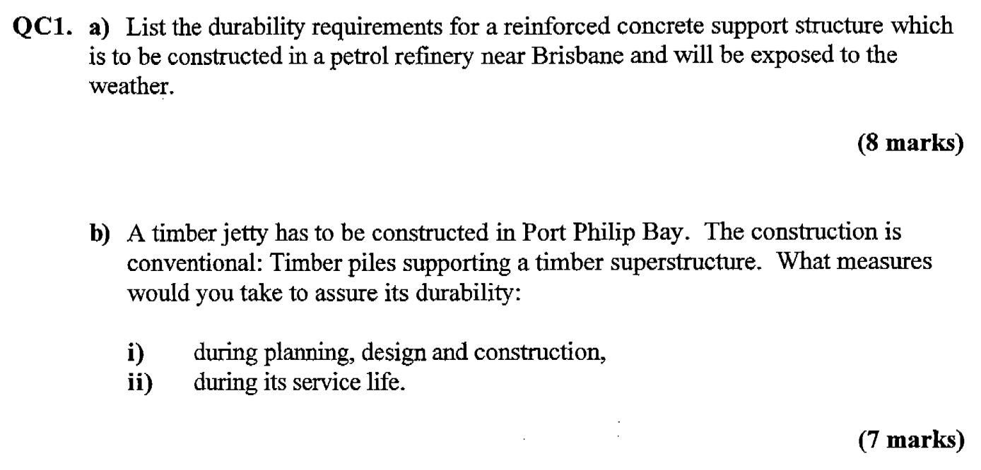 Solved QC1. a) List the durability requirements for a | Chegg.com