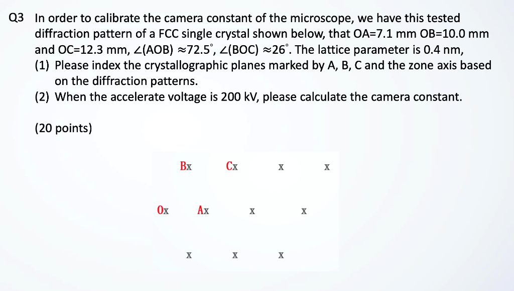 Q3 In order to calibrate the camera constant of the | Chegg.com