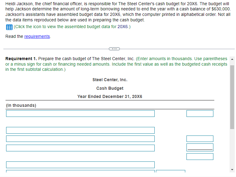 Solved Heidi Jackson, the chief financial officer, is | Chegg.com