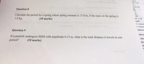 Solved Calculate the period for a spring whose spring | Chegg.com