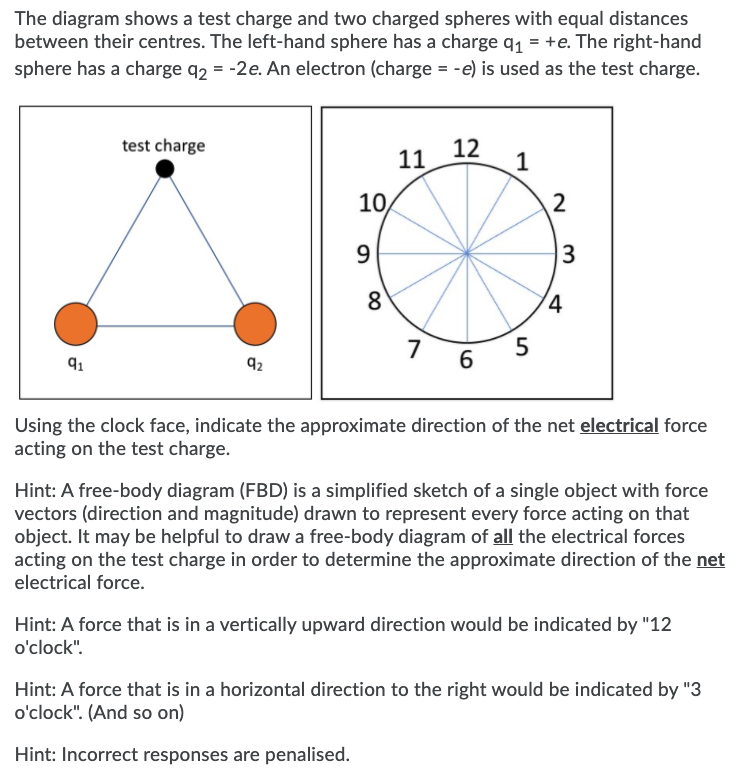 Solved The diagram shows a test charge and two charged | Chegg.com