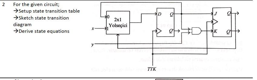 Solved 2 For the given circuit; →Setup state transition | Chegg.com