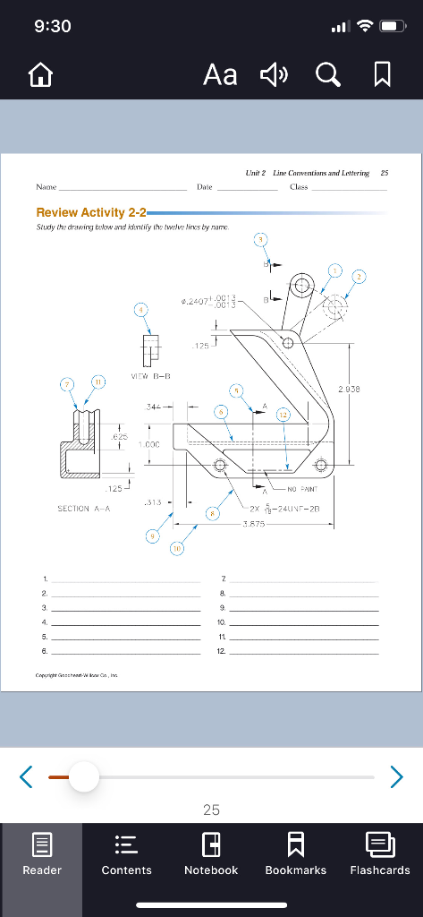 9:30 Aa 7) Q 25 Unit 2 Line Conventions and Lettering | Chegg.com