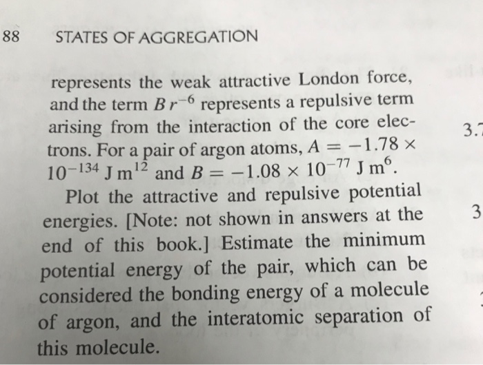 Solved 3.1. The potential energy between a pair of atoms or | Chegg.com