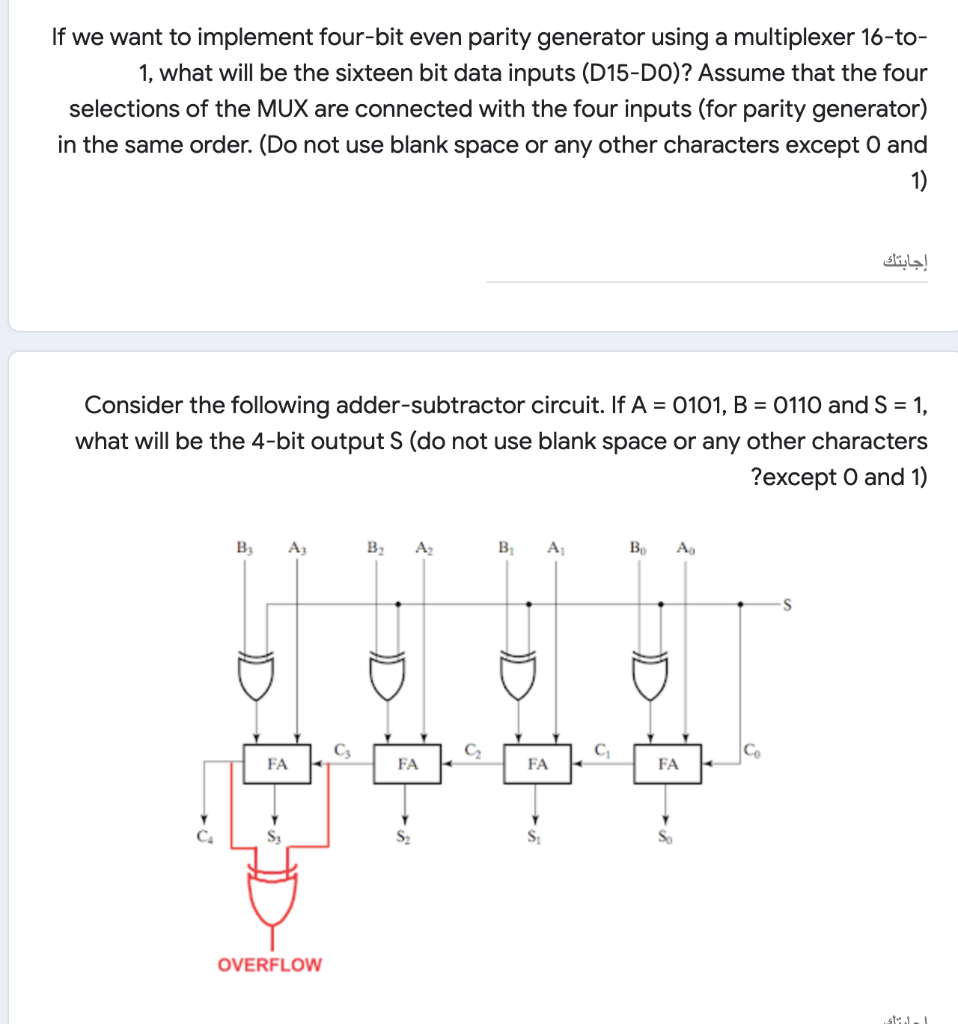 Solved If we want to implement four-bit even parity | Chegg.com