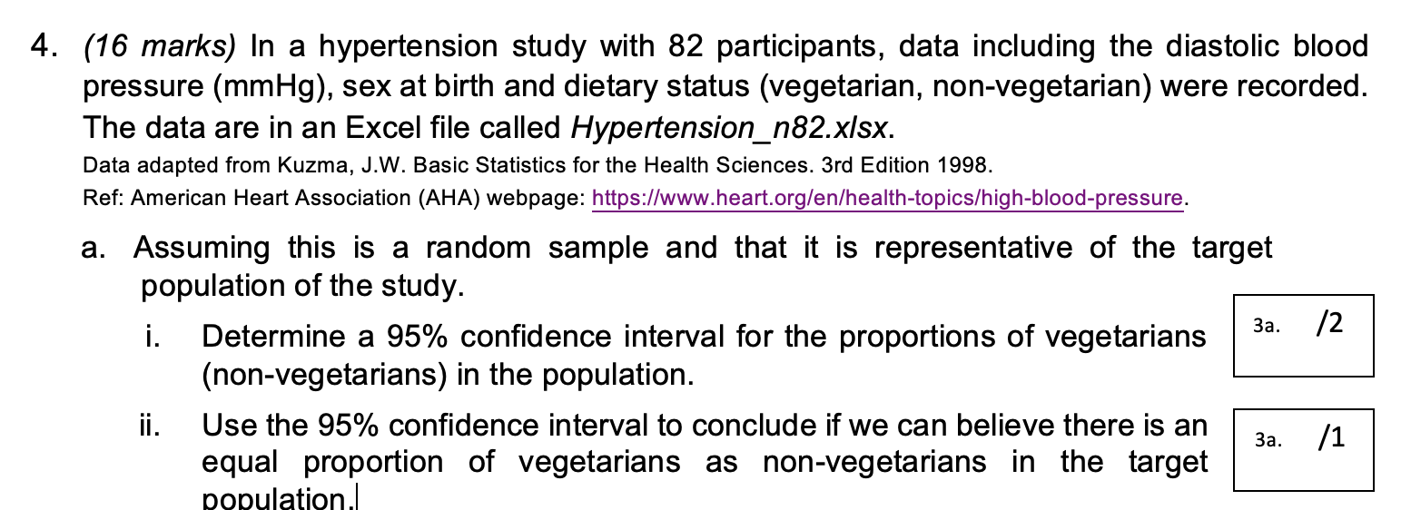 Solved 4. (16 marks) In a hypertension study with 82 | Chegg.com