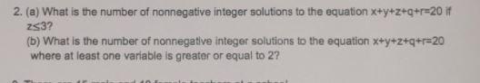 Solved 2. (a) What is the number of nonnegative integer | Chegg.com