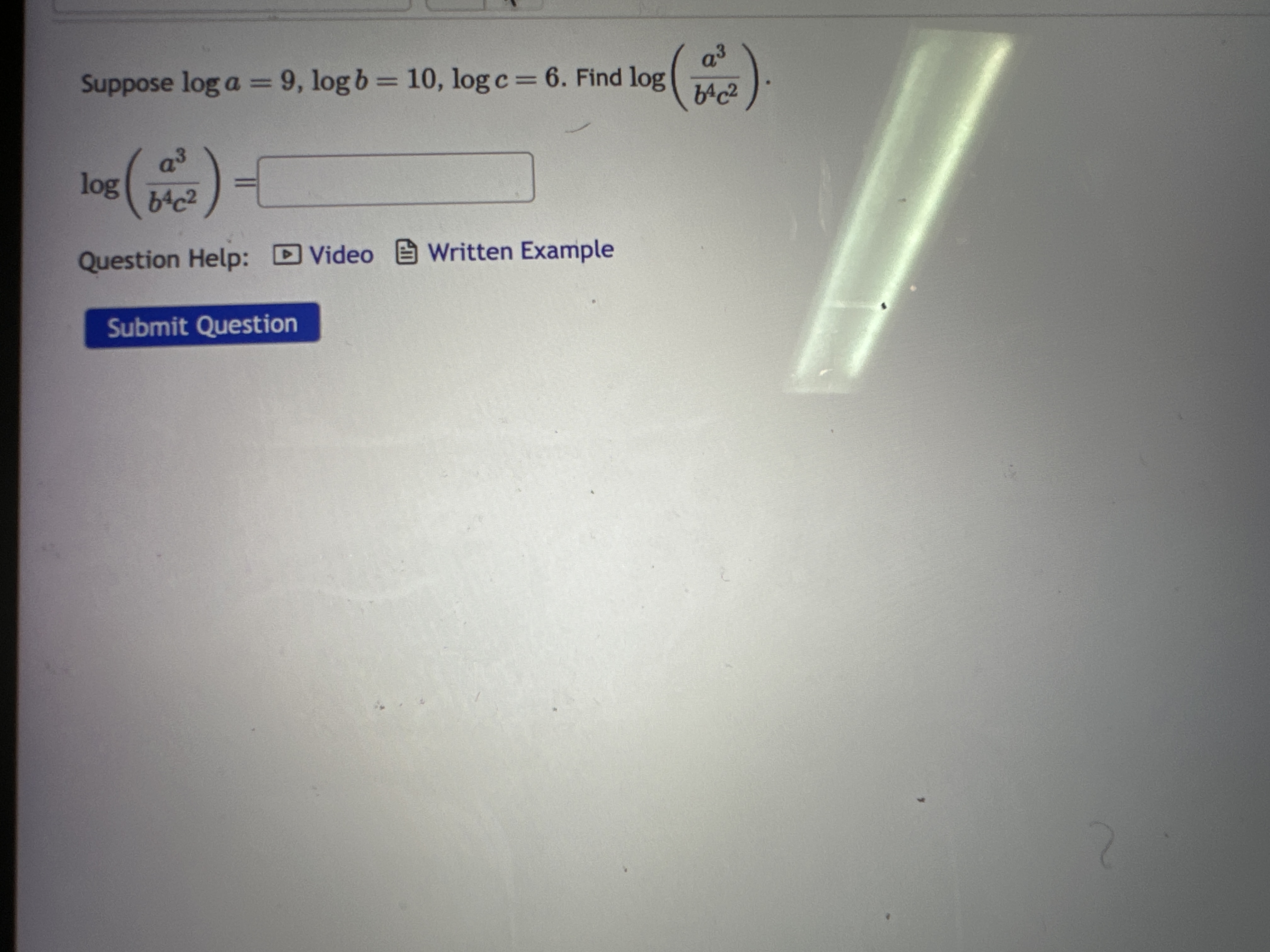 Solved Suppose loga=9,logb=10,logc=6. ﻿Find | Chegg.com