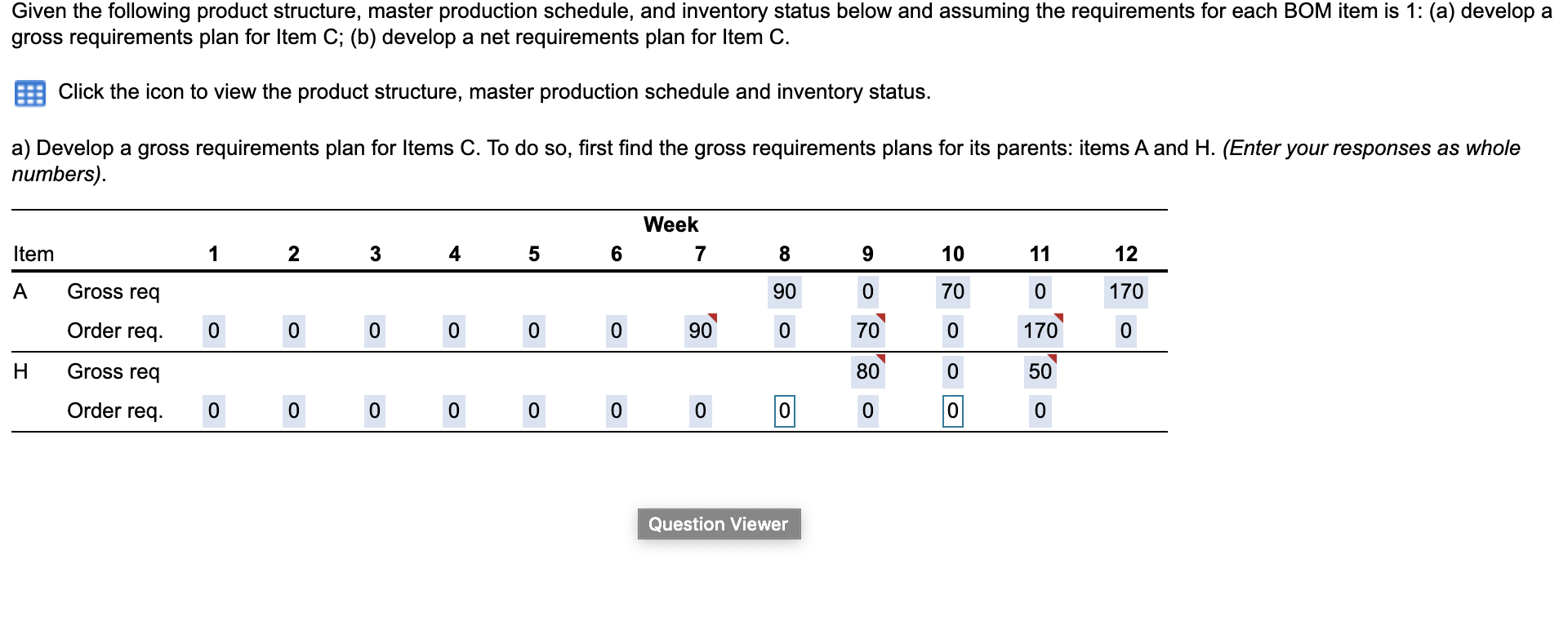 Given the following product structure, master | Chegg.com