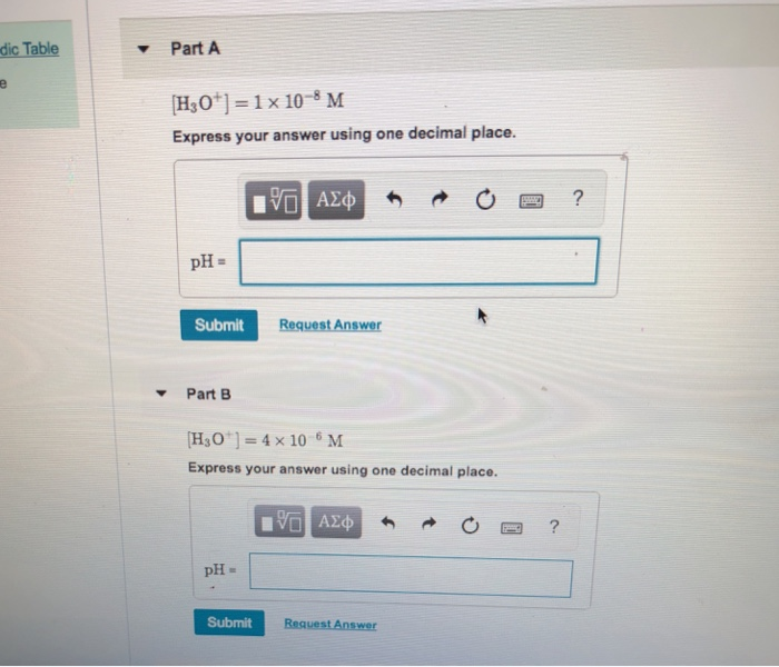 Solved dic Table Part A H,0*]-1x 10-8 M Express your answer | Chegg.com