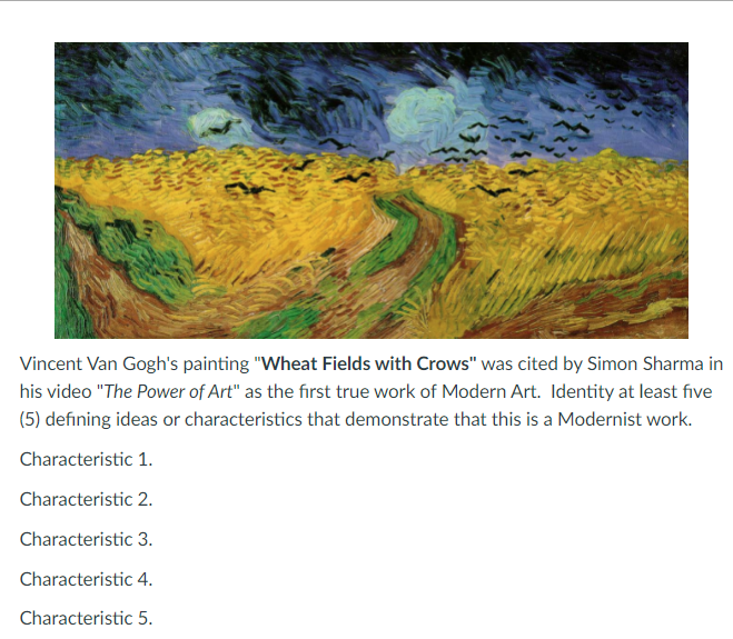 Vincent Van Gogh's painting "Wheat Fields with Crows" | Chegg.com