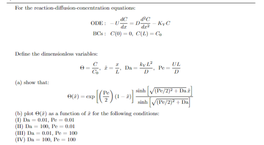 For the reaction-diffusion-concentration equations: | Chegg.com