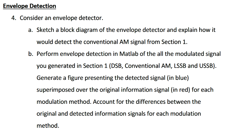Envelope Detection 4. Consider an envelope detector. | Chegg.com