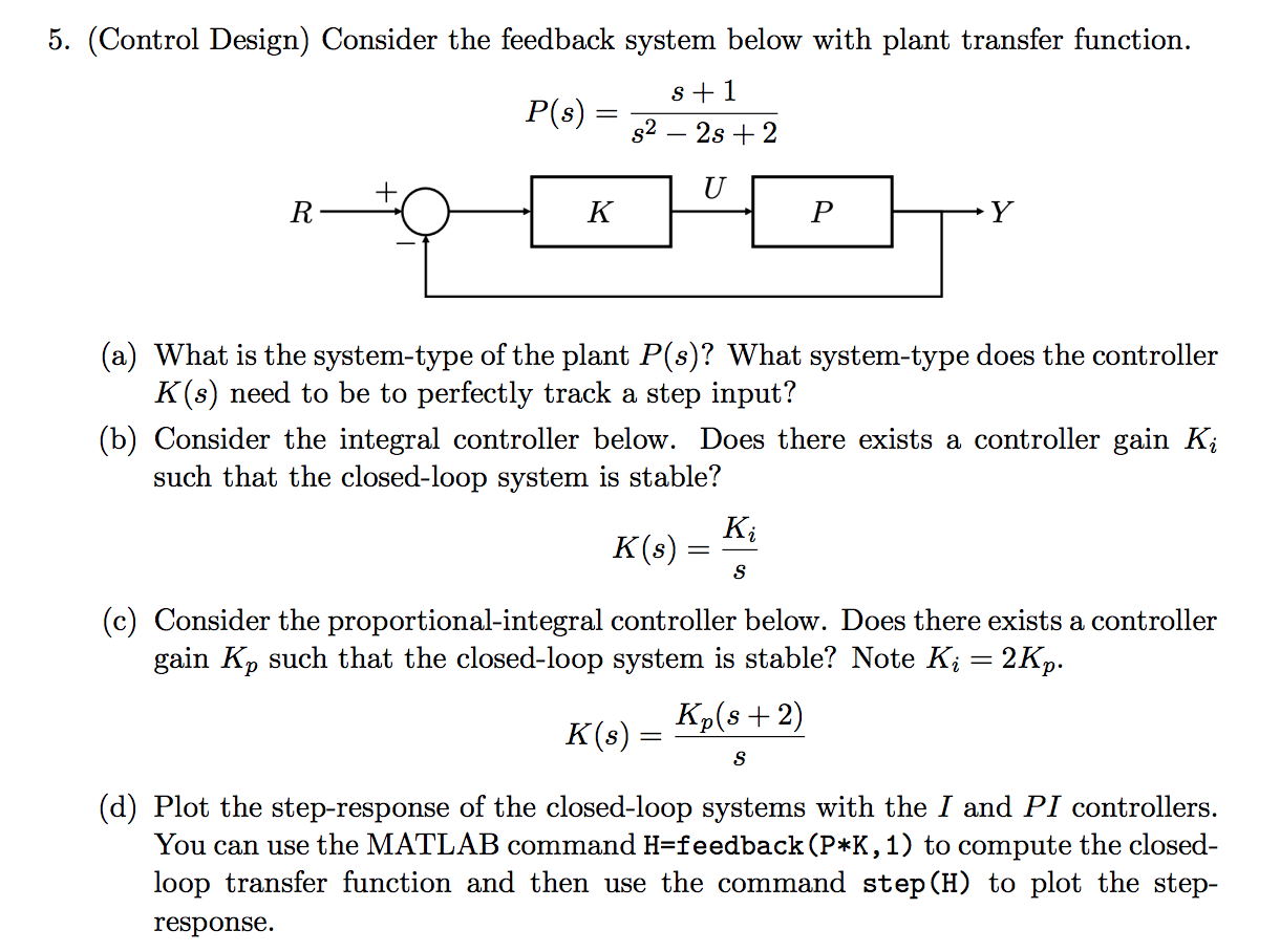 Solved 5. (Control Design) Consider the feedback system | Chegg.com