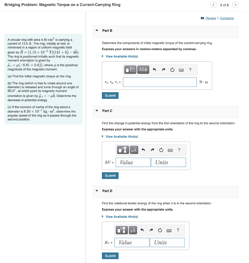 Solved Bridging Problem: Magnetic Torque on a | Chegg.com