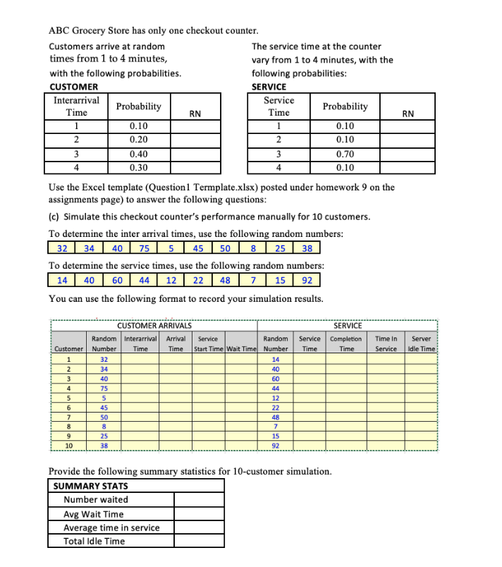 Solved Customers arrive at random The service time at the | Chegg.com