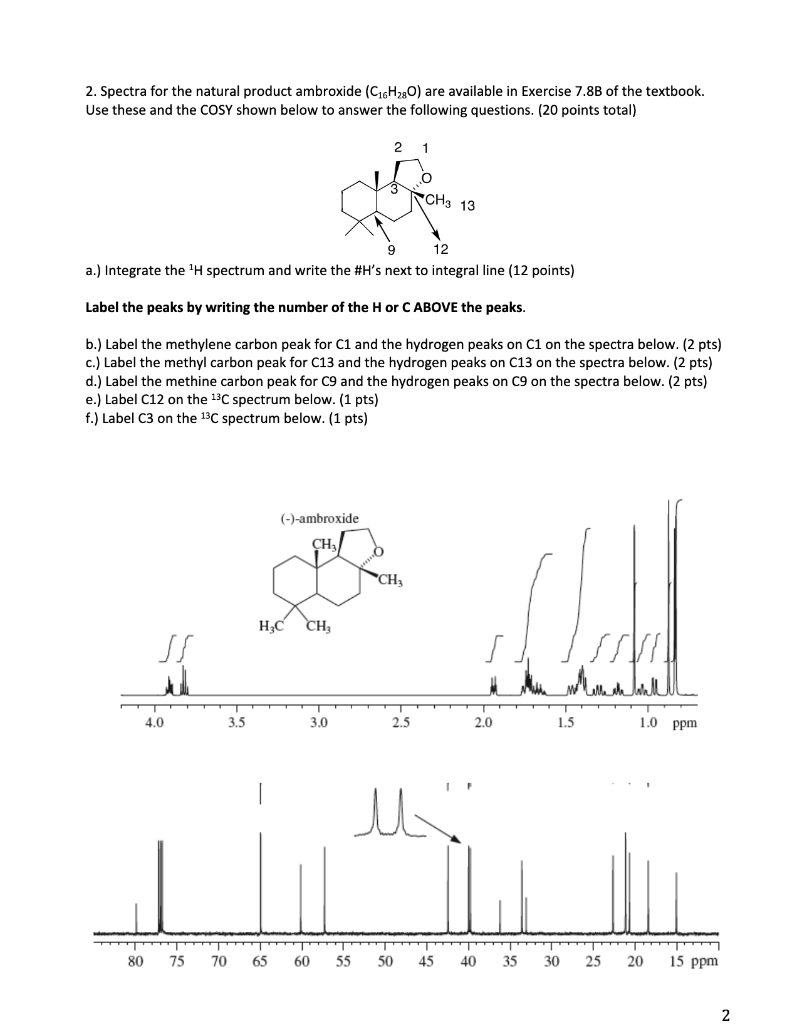 2. Spectra for the natural product ambroxide | Chegg.com