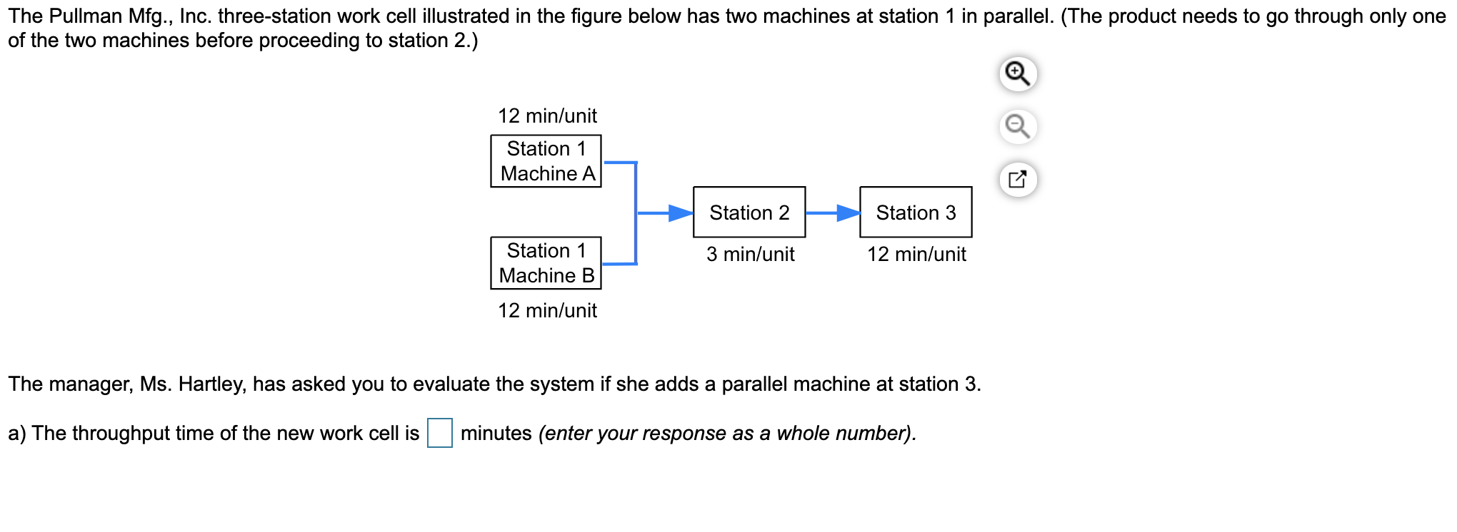 Solved The Pullman Mfg., Inc. three-station work cell | Chegg.com