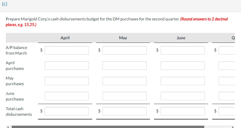 Solved Prepare Marigold Corp.'s production budget and DM | Chegg.com