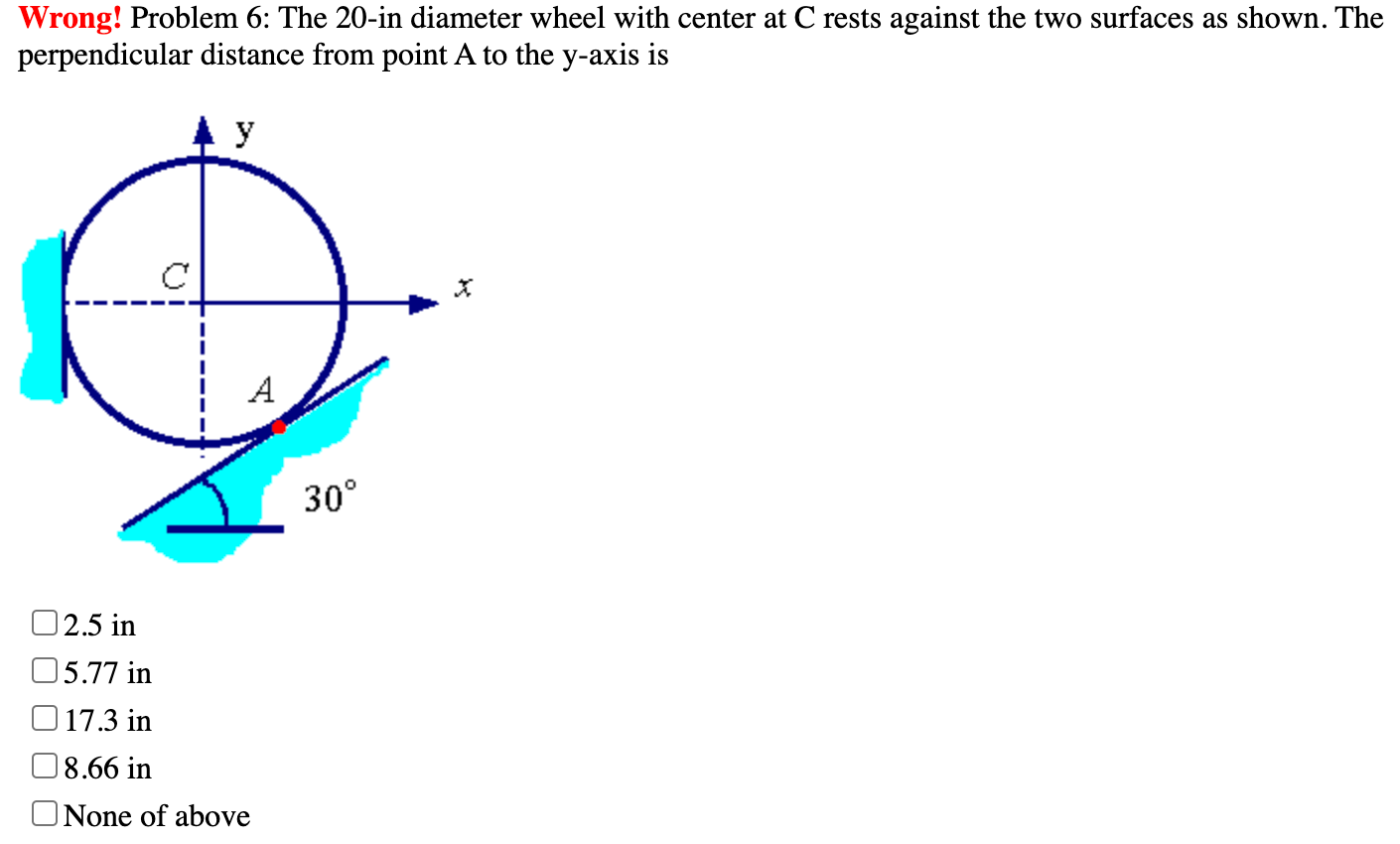 Solved Wrong! Problem 6: The 20-in diameter wheel with | Chegg.com