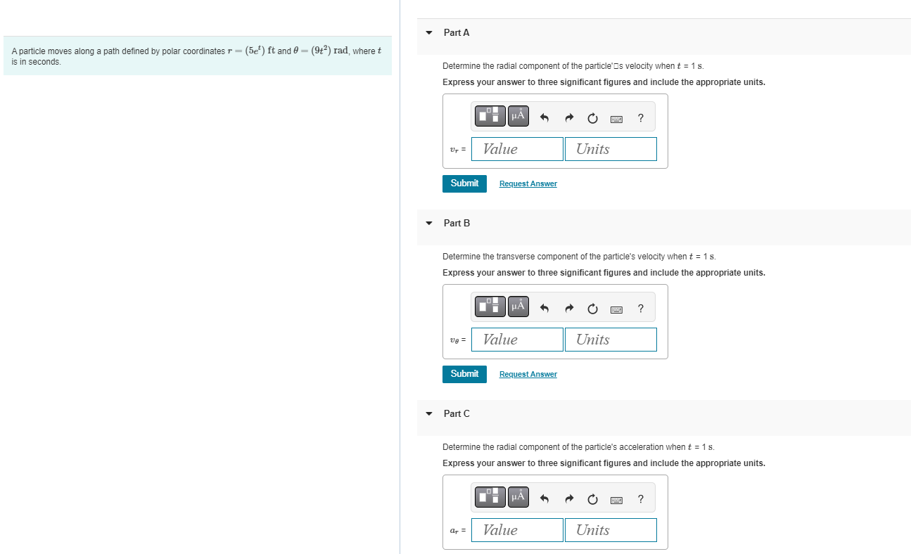 Solved A particle moves along a path defined by polar | Chegg.com