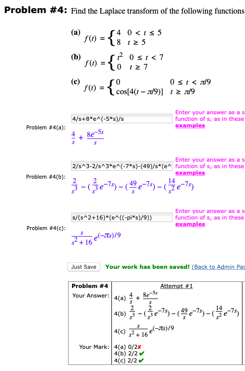 Solved Problem #4: Find the Laplace transform of the | Chegg.com